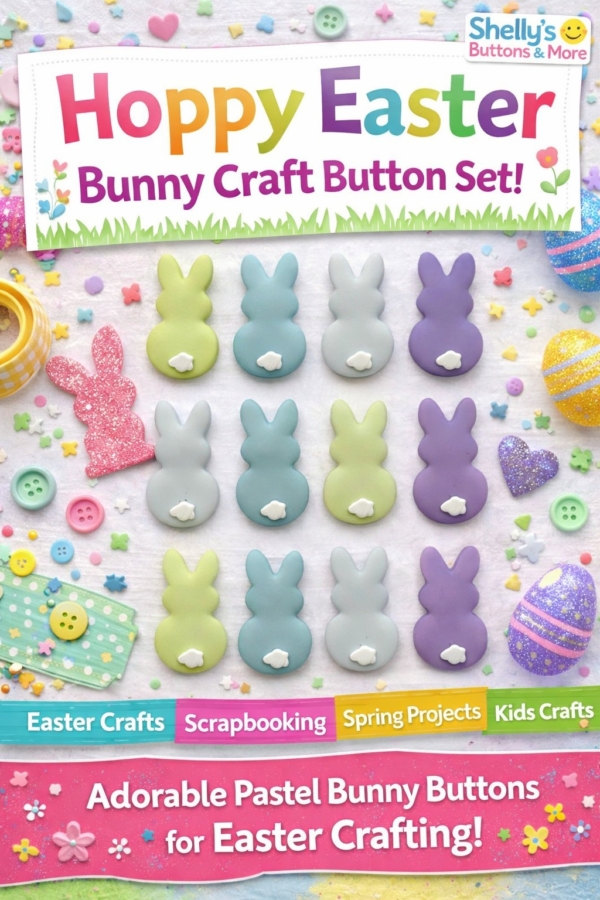 Hoppy Easter Bunny Craft Button Set – Pastel Bunny Buttons