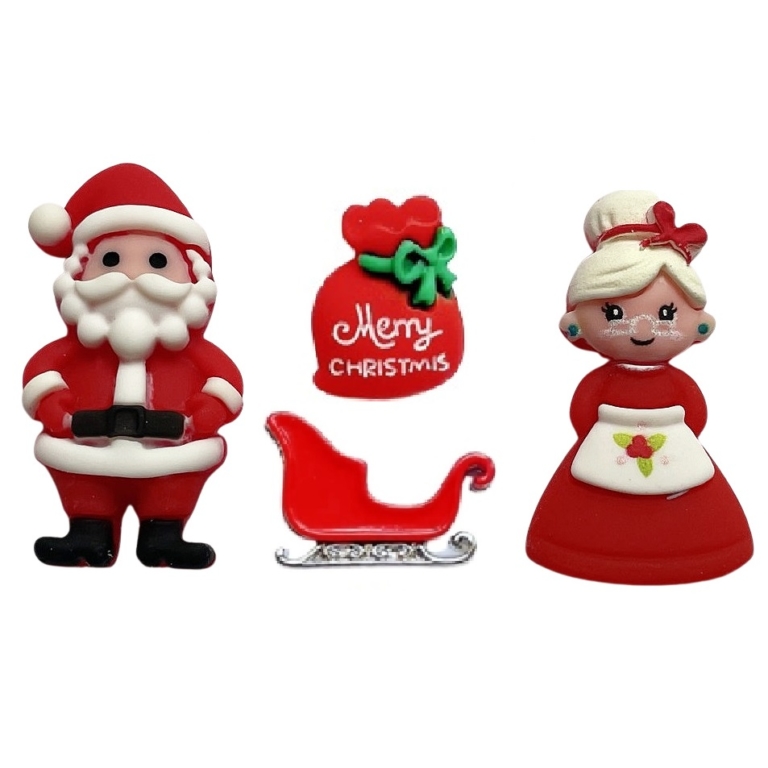 Mr and Mrs Claus | Novelty Buttons for Sewing and Crafts